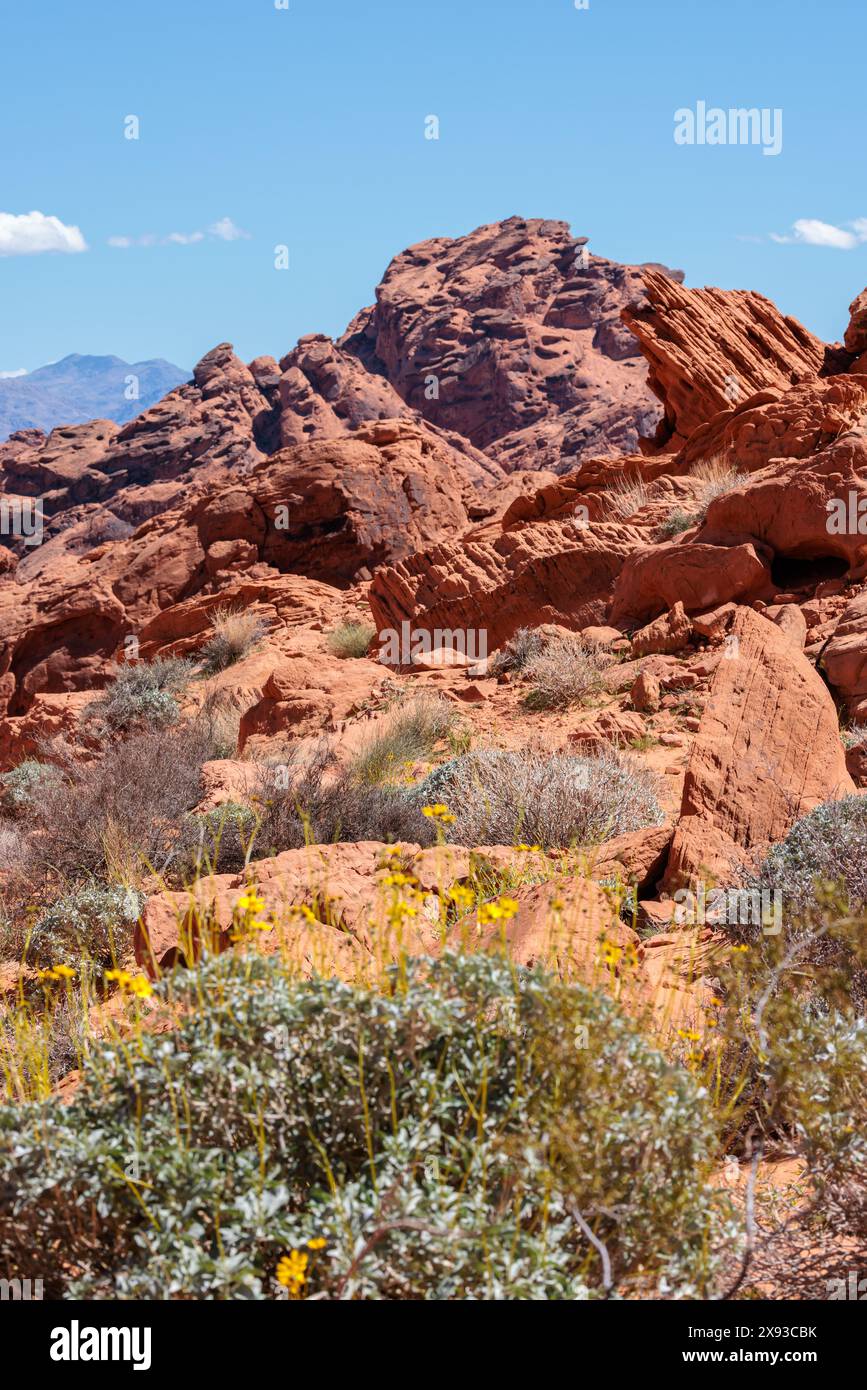 Rock formations along the Fire Canyon Overlook Trail at Valley of Fire ...