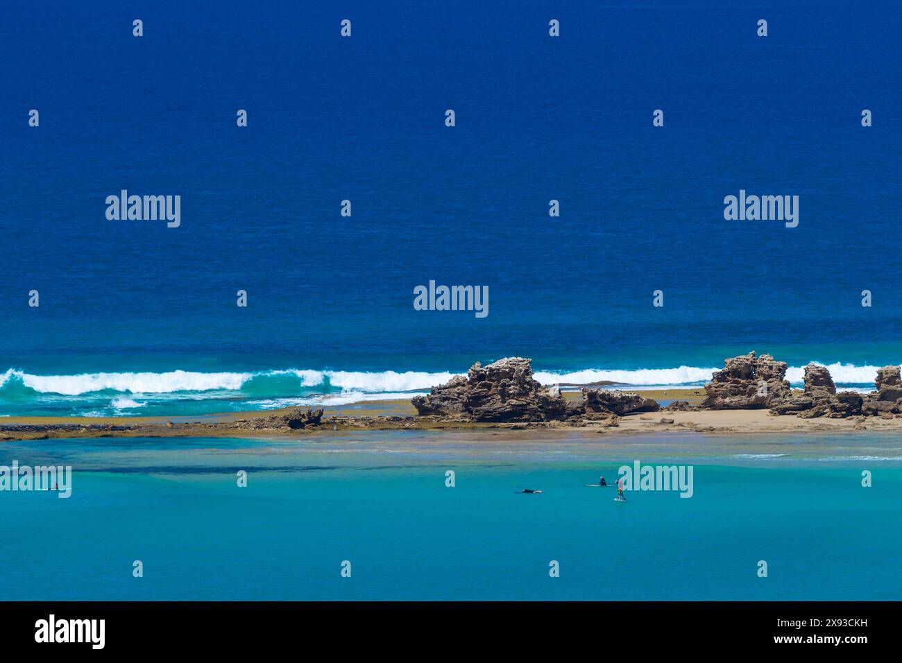 A rocky outcrop jutting out into the sea at the Lorne-Queenscliff ...