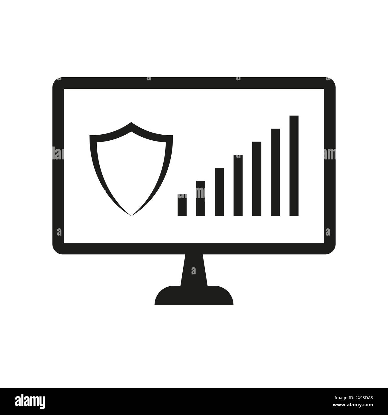 Security monitor icon. Vector data protection. Bar graph screen. Digital privacy shield Stock ...