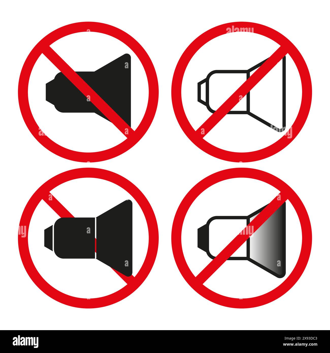 Mute speaker icons. No sound symbol. Red prohibition mark. Vector ...