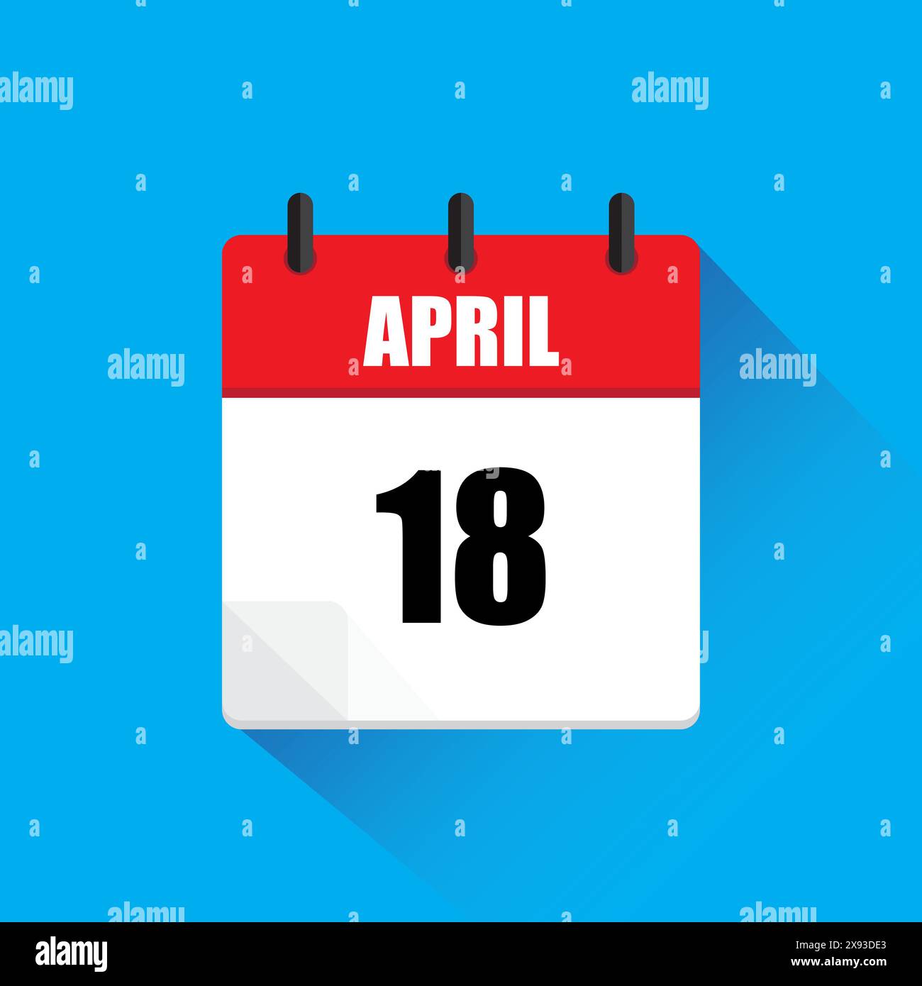 April calendar icon. Date eighteen. Red and white. Vector design Stock ...