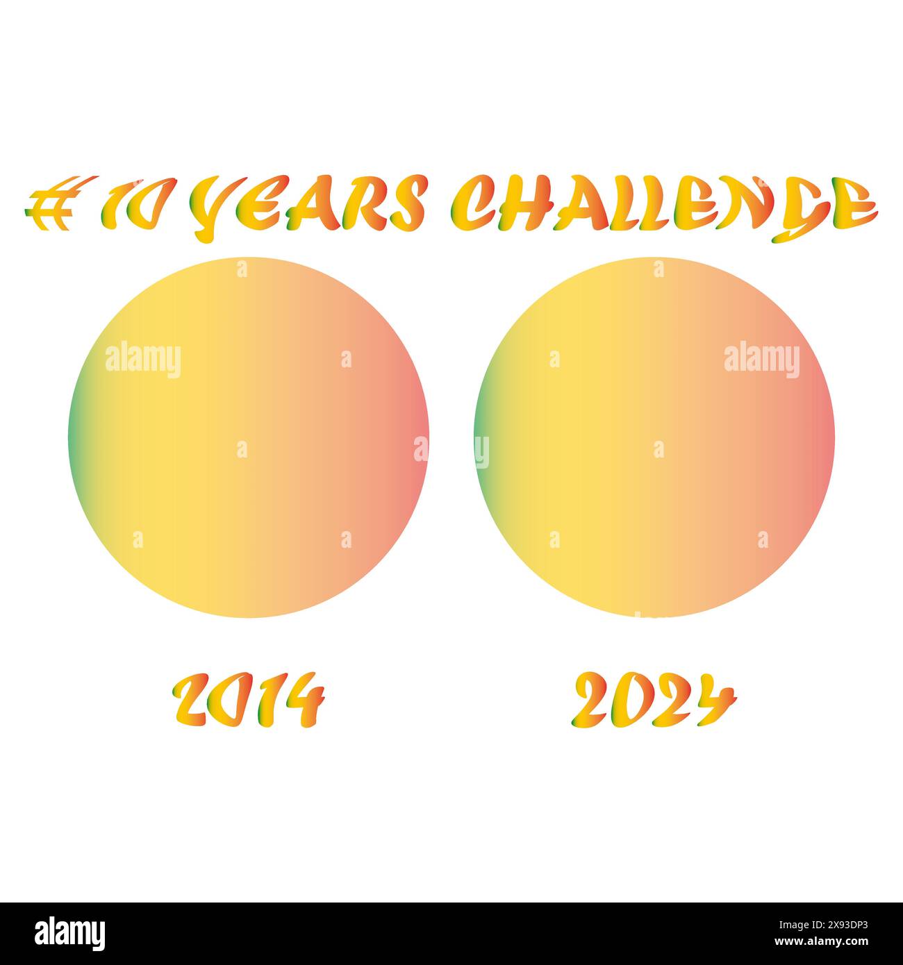 10 Years Challenge gradient circles vector. Warm color transition from ...