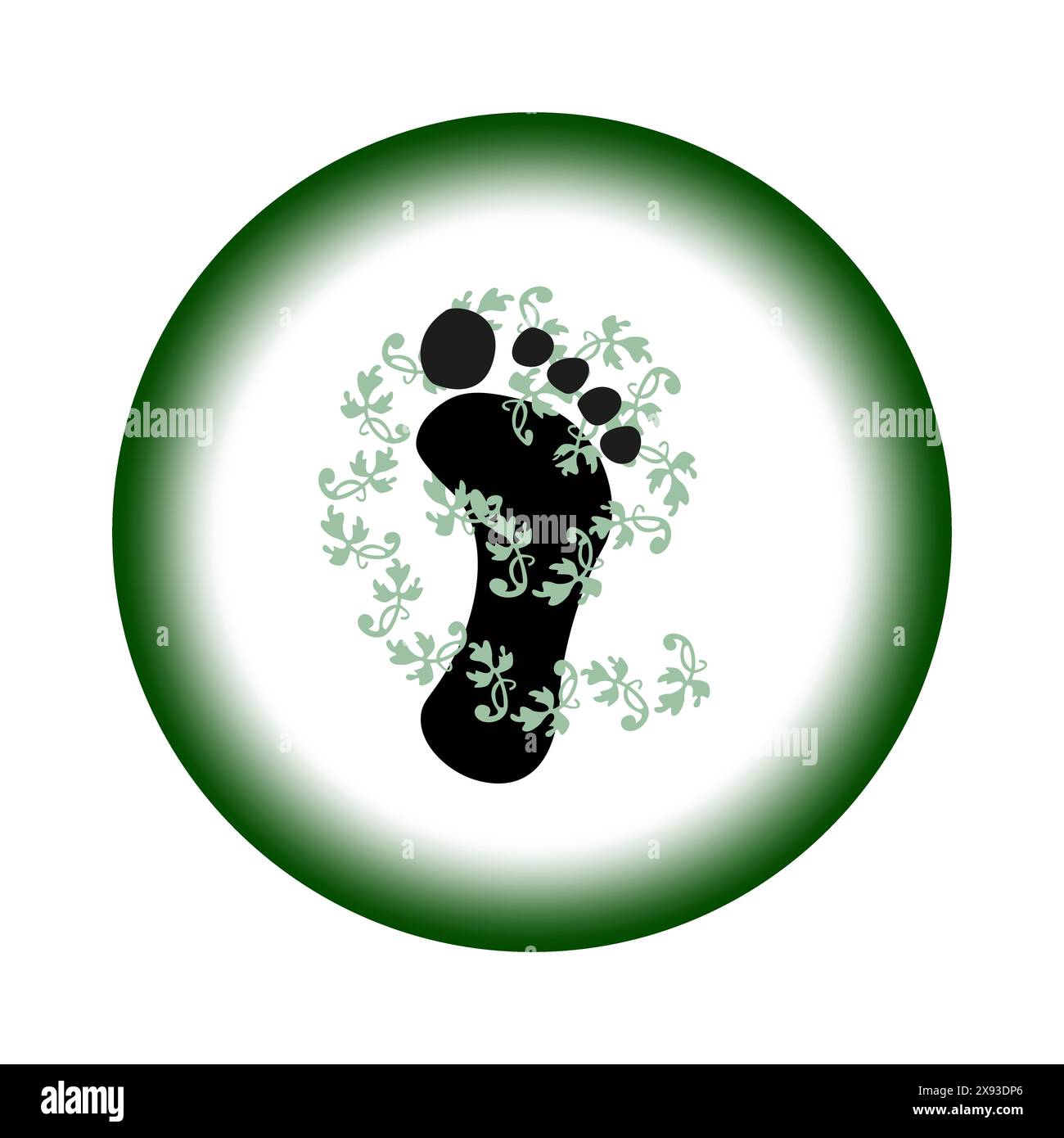 Footprint with leaves. Green gradient circle. Eco-friendly vector ...