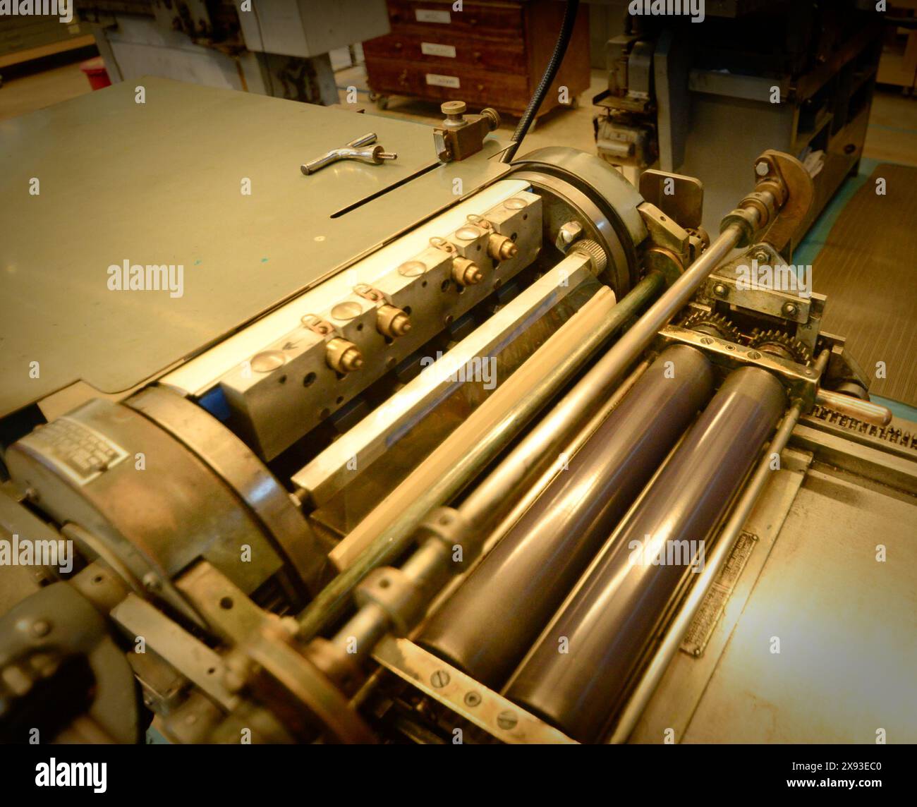 Antique, vintage printing press equipment, once used to produce ...