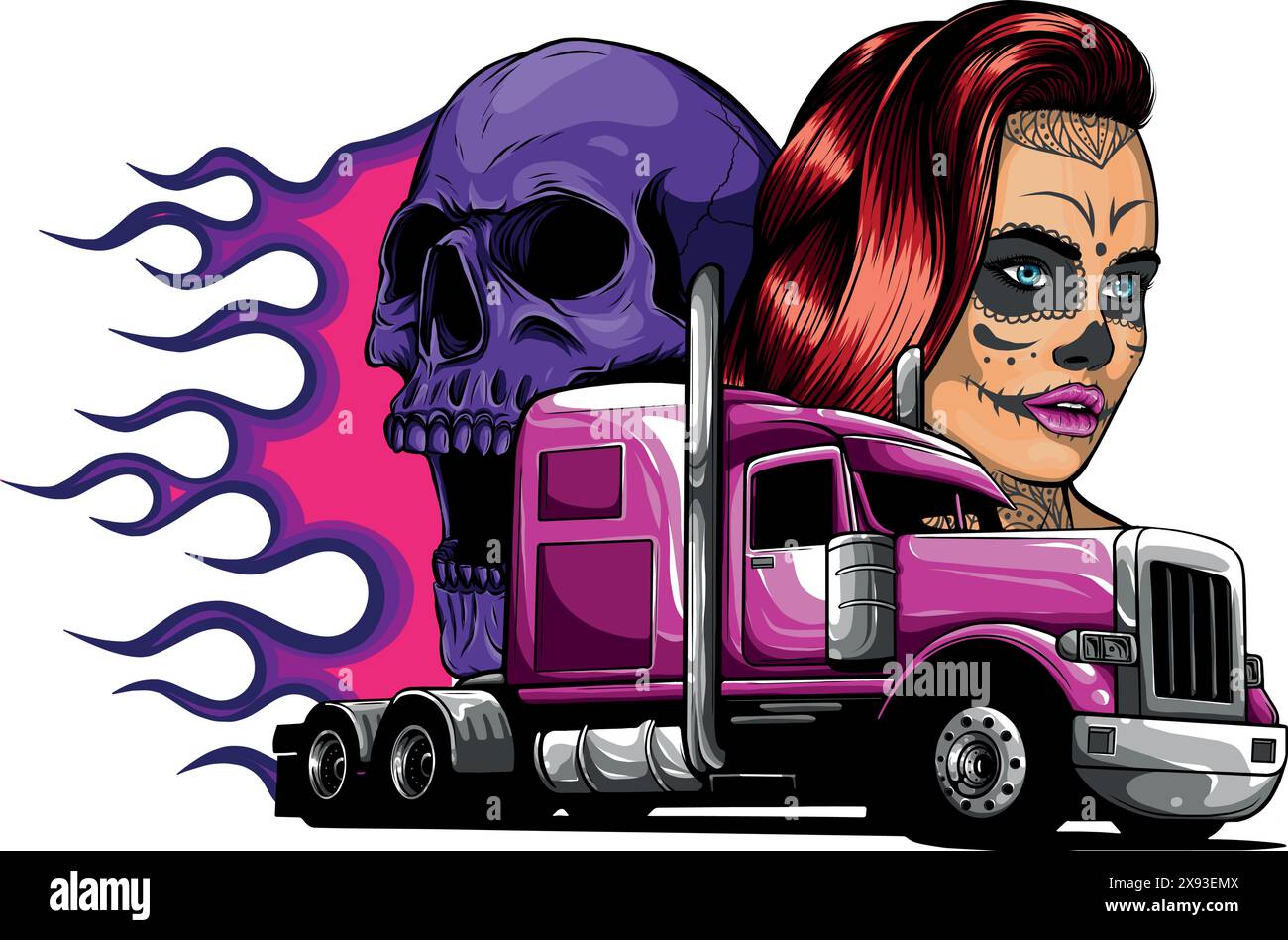 draw semi truck vehicle vector illustration design Stock Vector Image ...