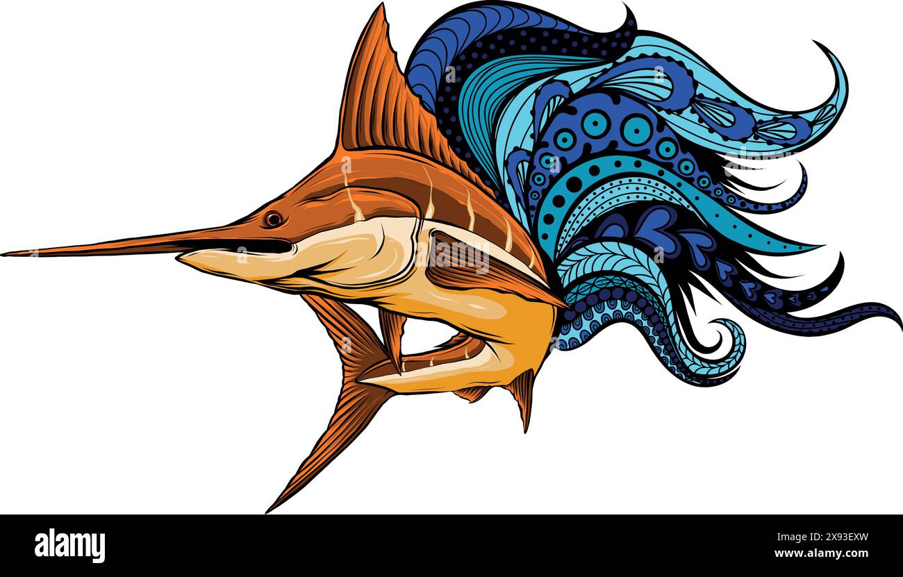 colored atlantic swordfish marlin vector illustration design Stock ...