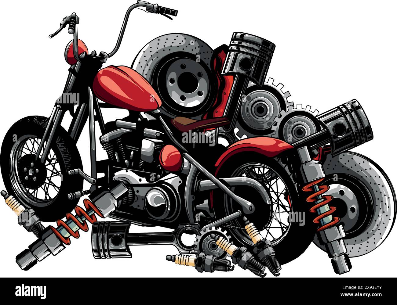 illustration of custom motorcycle chopper vector design Stock Vector ...