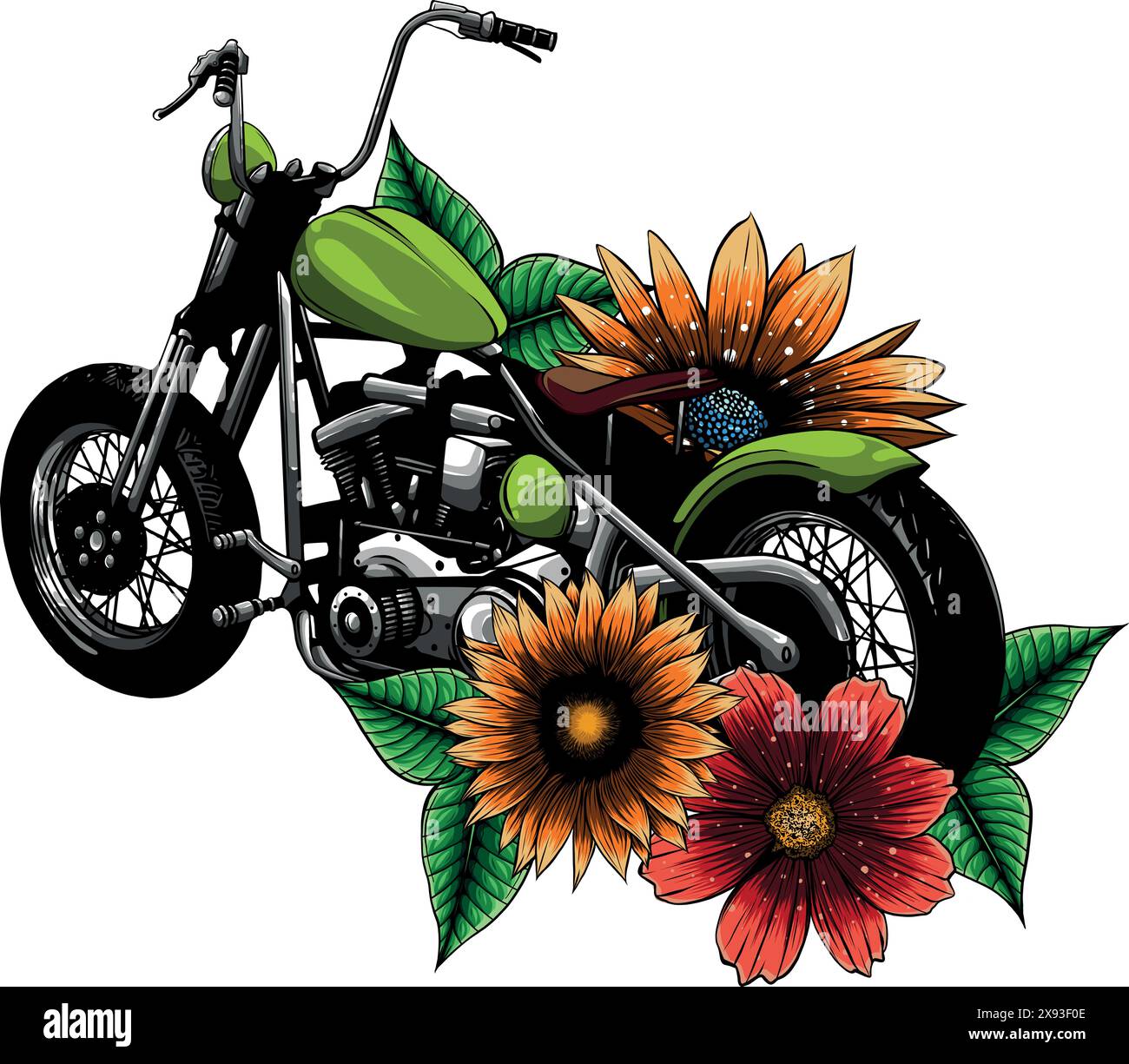 illustration of custom motorcycle chopper vector design Stock Vector ...