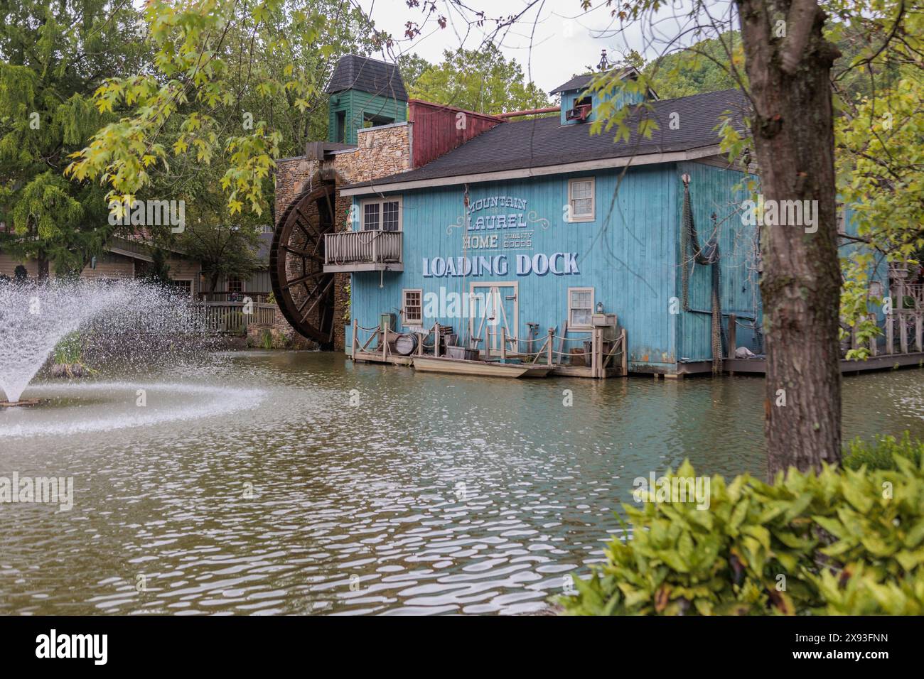 Mural on the side of the Mountain Laurel Home store at the Dollywood amusement park in Pigeon ...