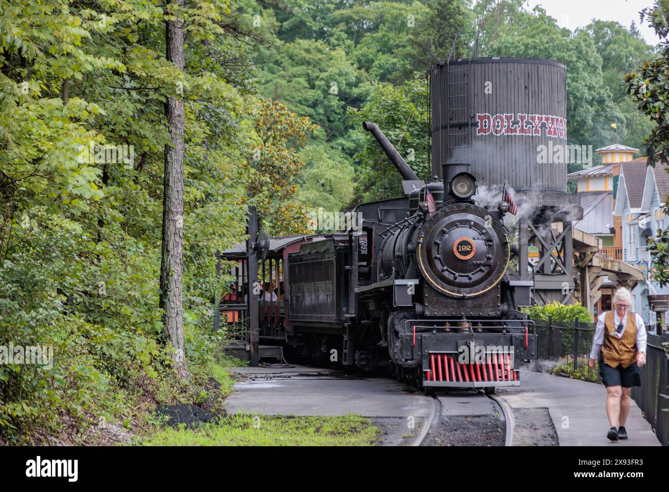 Dollywood Express steam locomotive carries guests throughout the Dollywood amusement park in ...