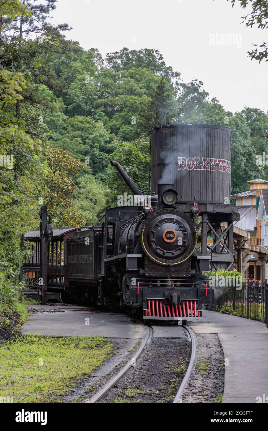 Dollywood Express steam locomotive carries guests throughout the Dollywood amusement park in ...
