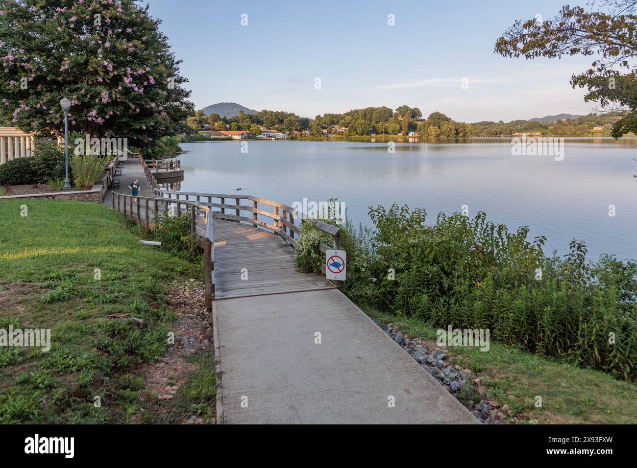 Paved walking trail around the entire lake at Lake Junaluska, North ...