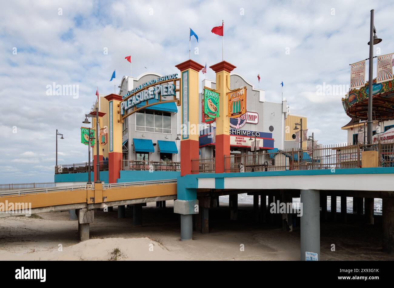 Galveston Island Historic Pleasure Pier on the Texas Gulf Coast at ...