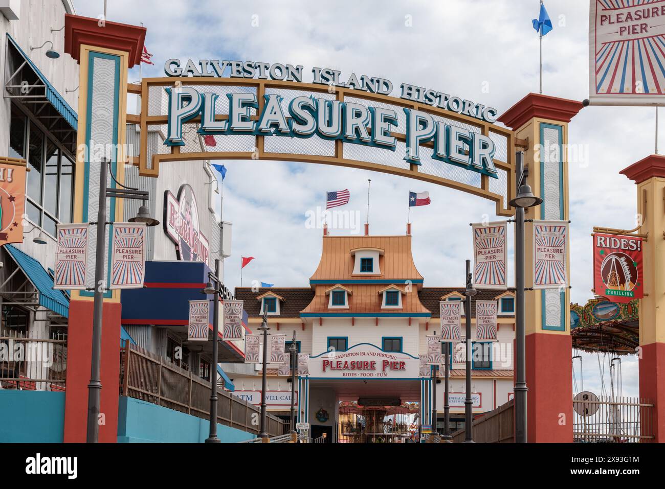 Galveston Island Historic Pleasure Pier on the Texas Gulf Coast at ...