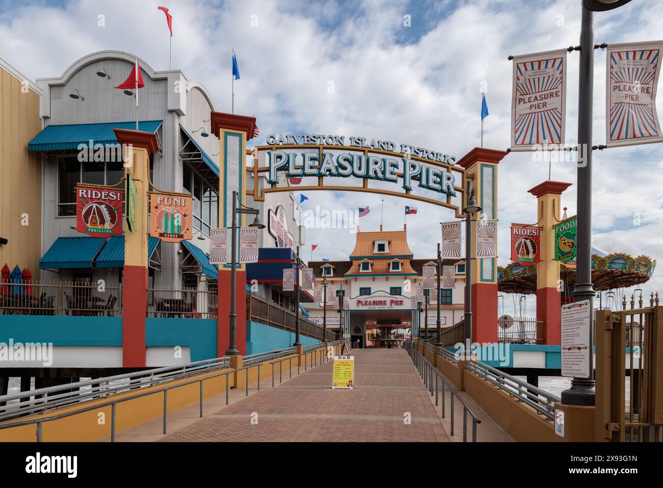Galveston Island Historic Pleasure Pier on the Texas Gulf Coast at ...