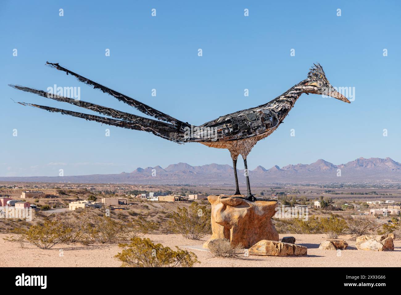 Giant Recycled Roadrunner statue made entirely from discarded materials ...