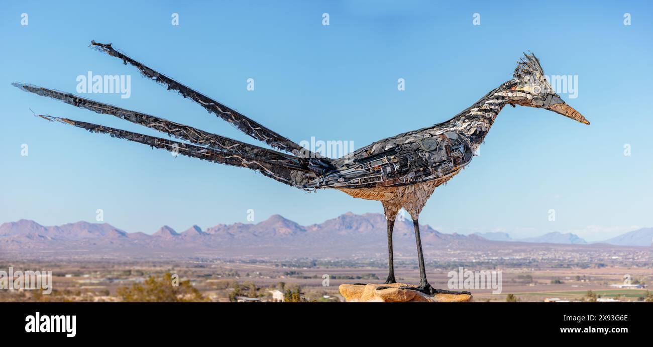Panorama of Giant Recycled Roadrunner statue made entirely from ...