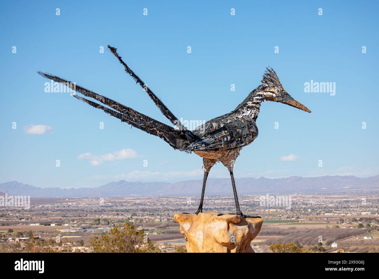 Giant Recycled Roadrunner statue made entirely from discarded materials ...
