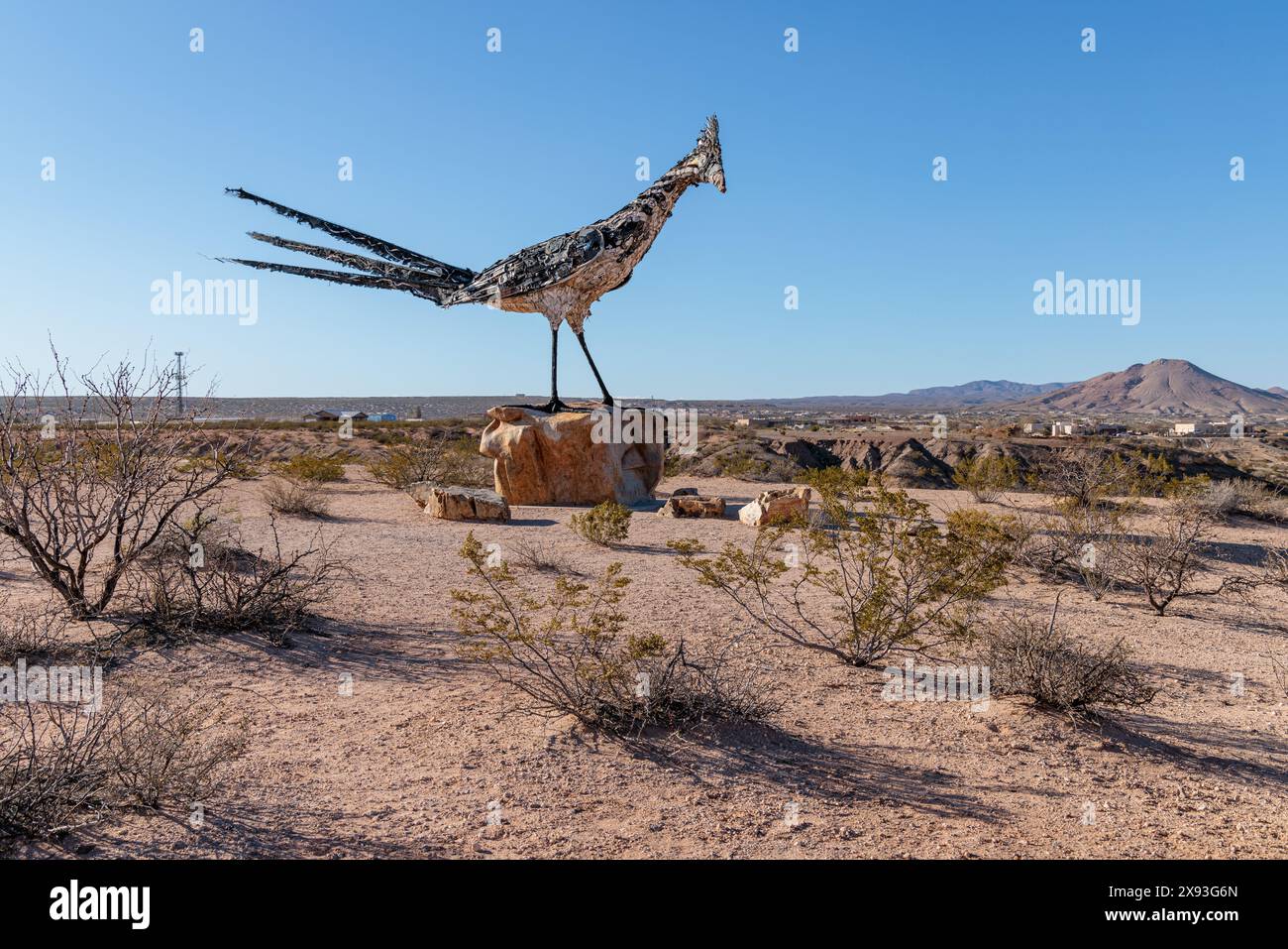 Giant Recycled Roadrunner statue made entirely from discarded materials ...
