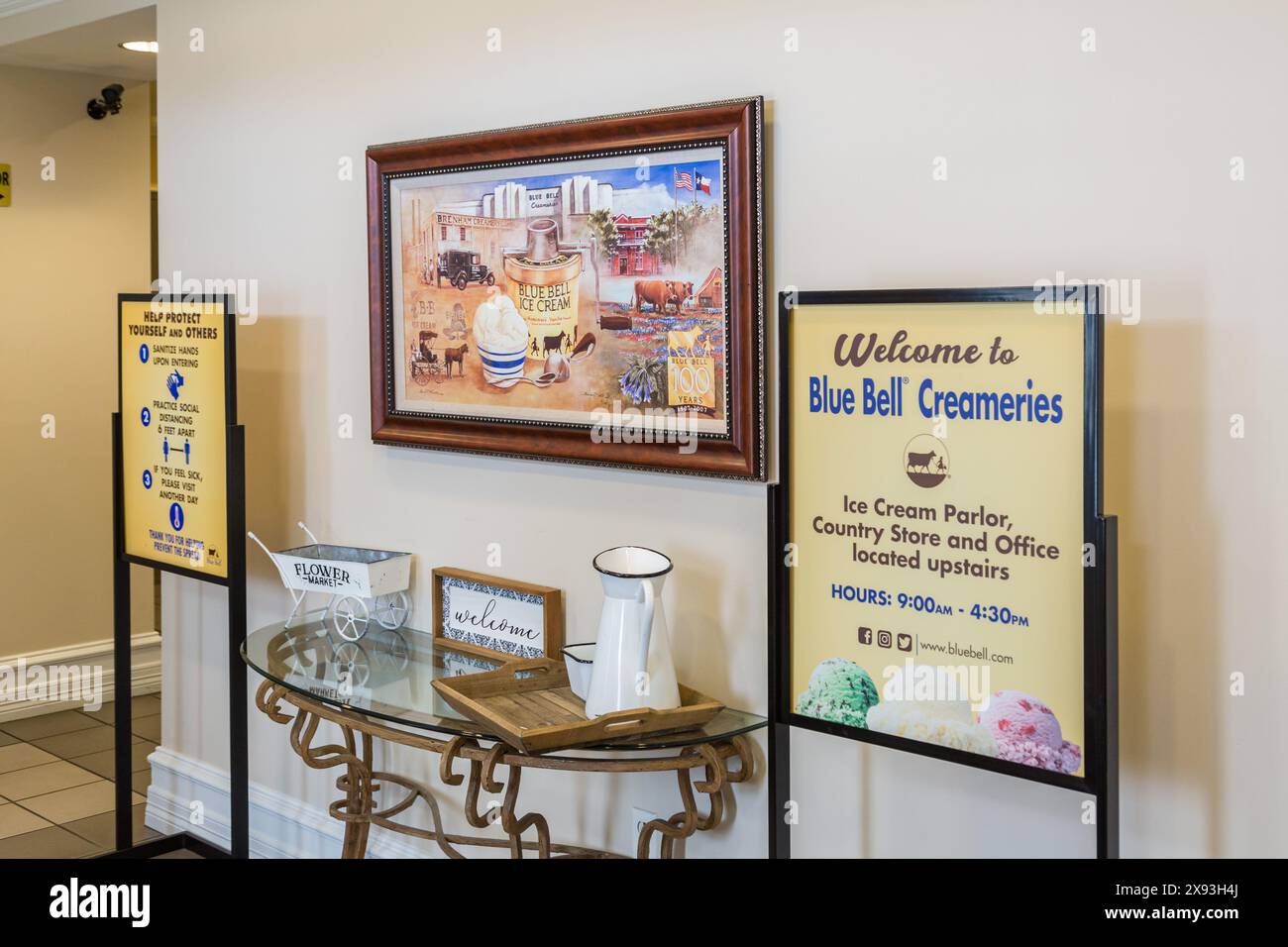 Display to welcome visitors to the Blue Bell Creameries Country Store ...