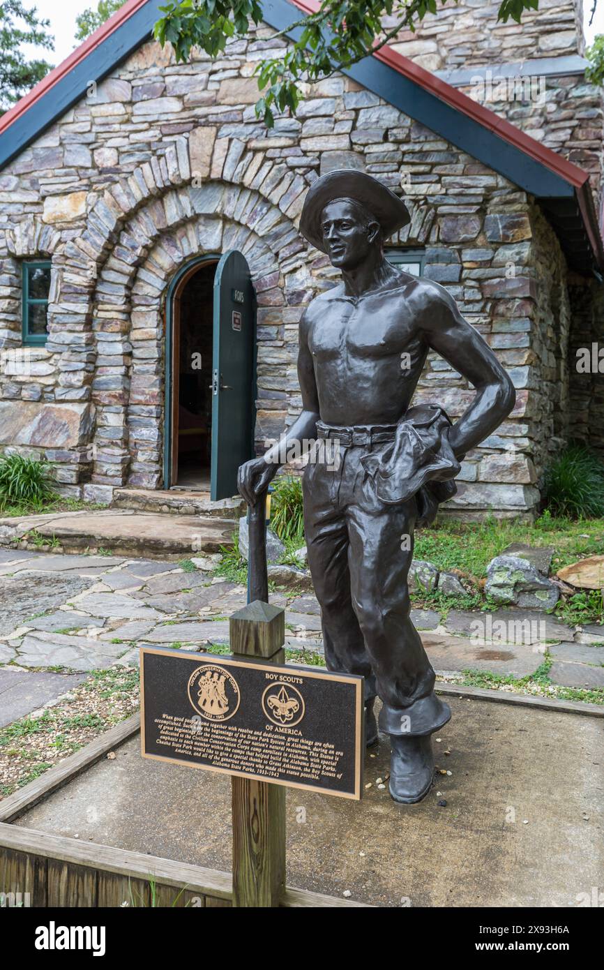 Civilian Conservation Corps (CCC) statue Iron Mike in Cheaha State Park ...