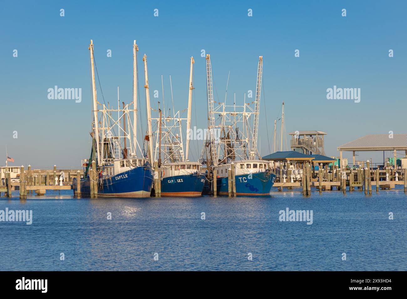 Commercial shrimp boats in the harbor at Pass Christian, Mississippi ...
