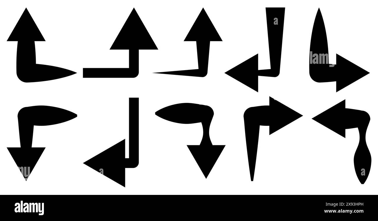 Corner up down arrow direction traffic signal. Curved arrow navigation ...
