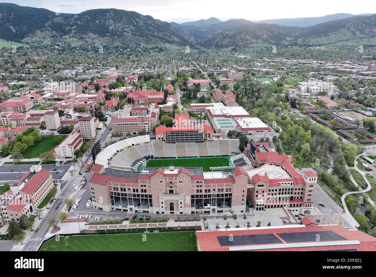 A general overall aerial view of Folsom Field on the campus of the ...