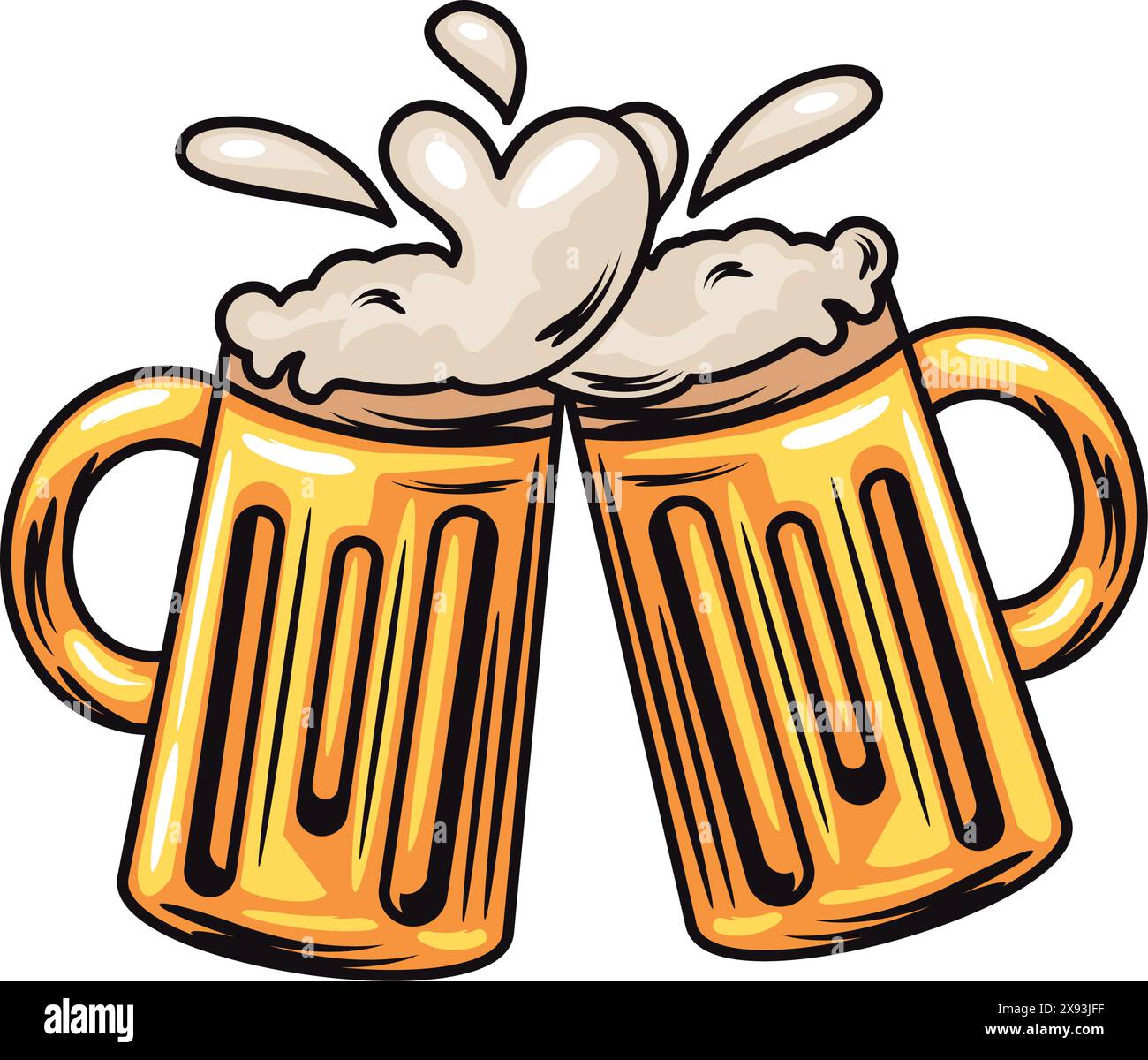 Two glasses full beer Cut Out Stock Images & Pictures - Alamy