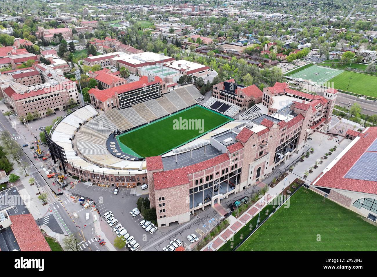 A general overall aerial view of Folsom Field on the campus of the ...