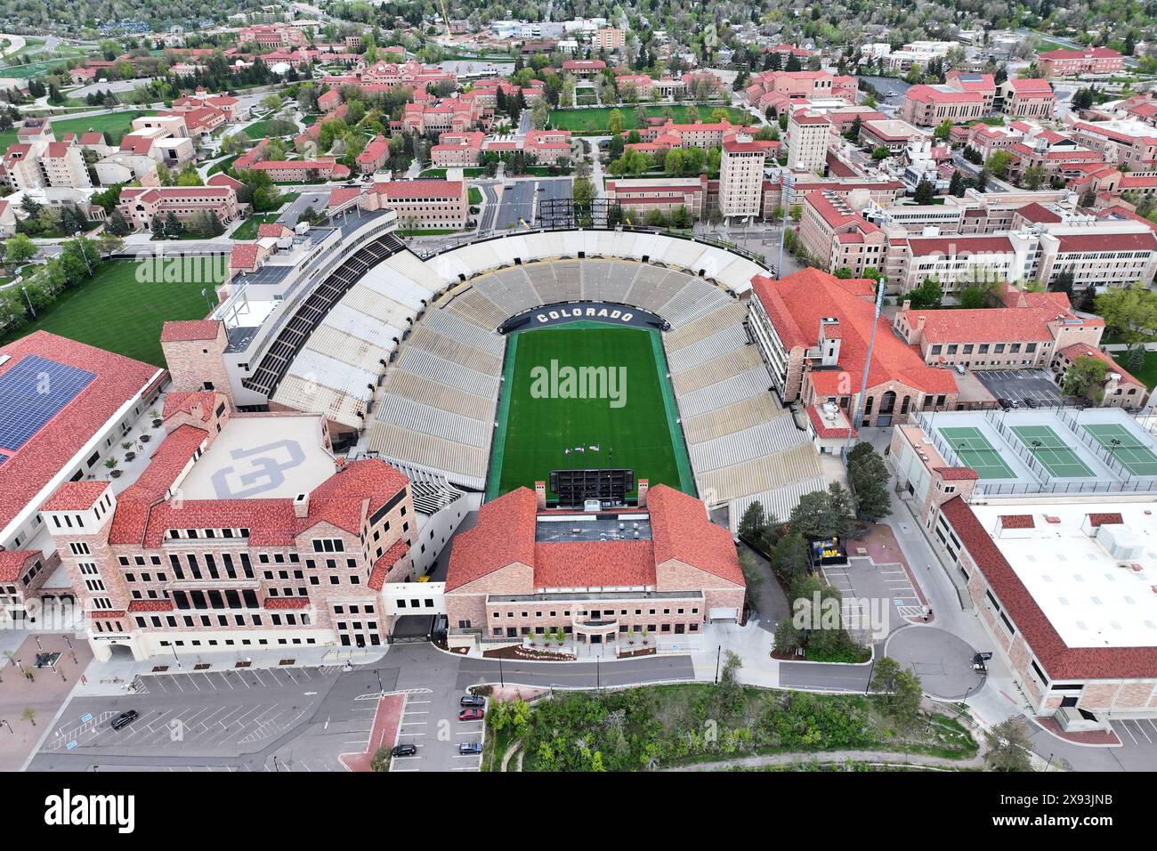 A general overall aerial view of Folsom Field on the campus of the ...