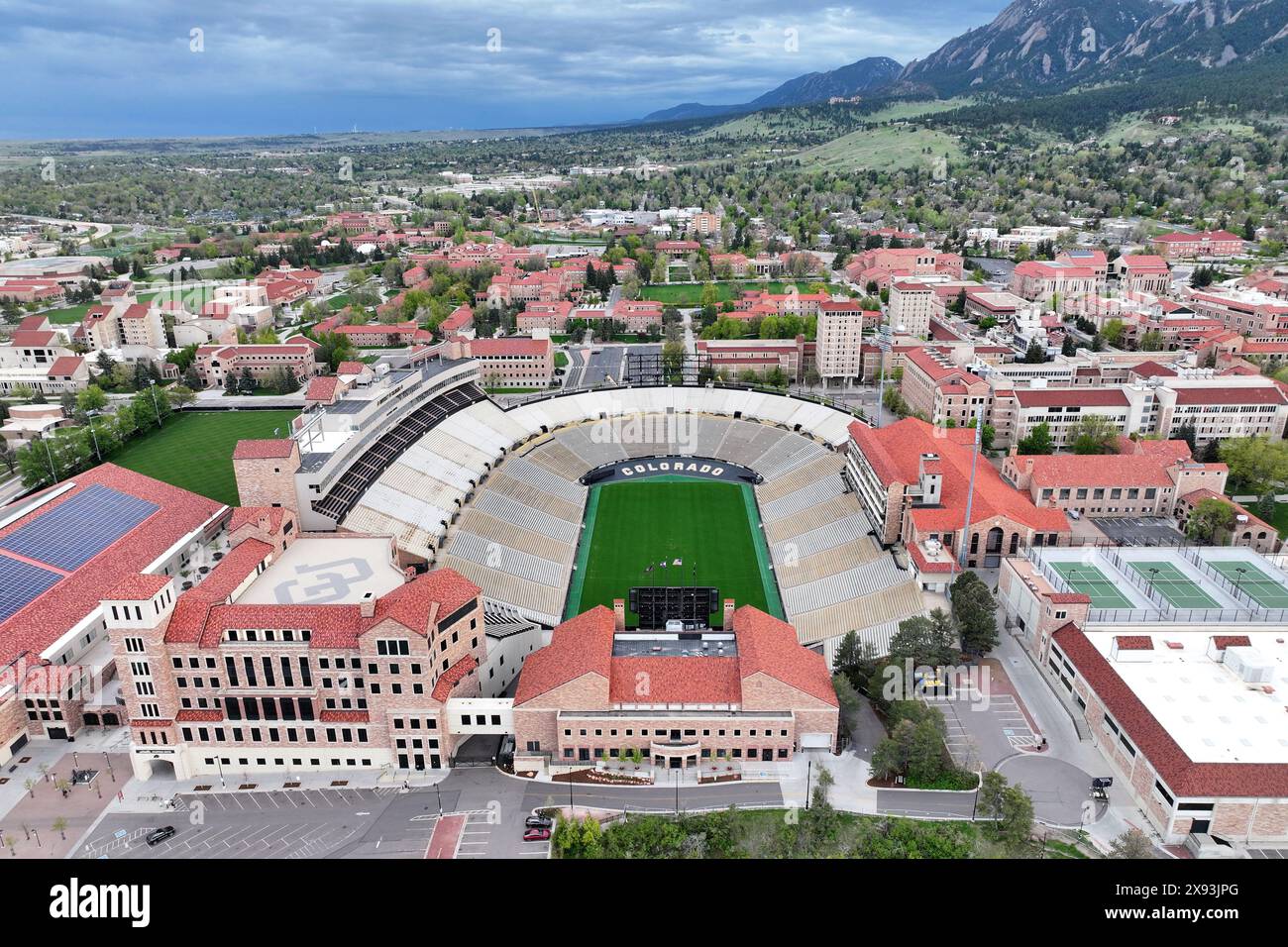 A general overall aerial view of Folsom Field on the campus of the ...