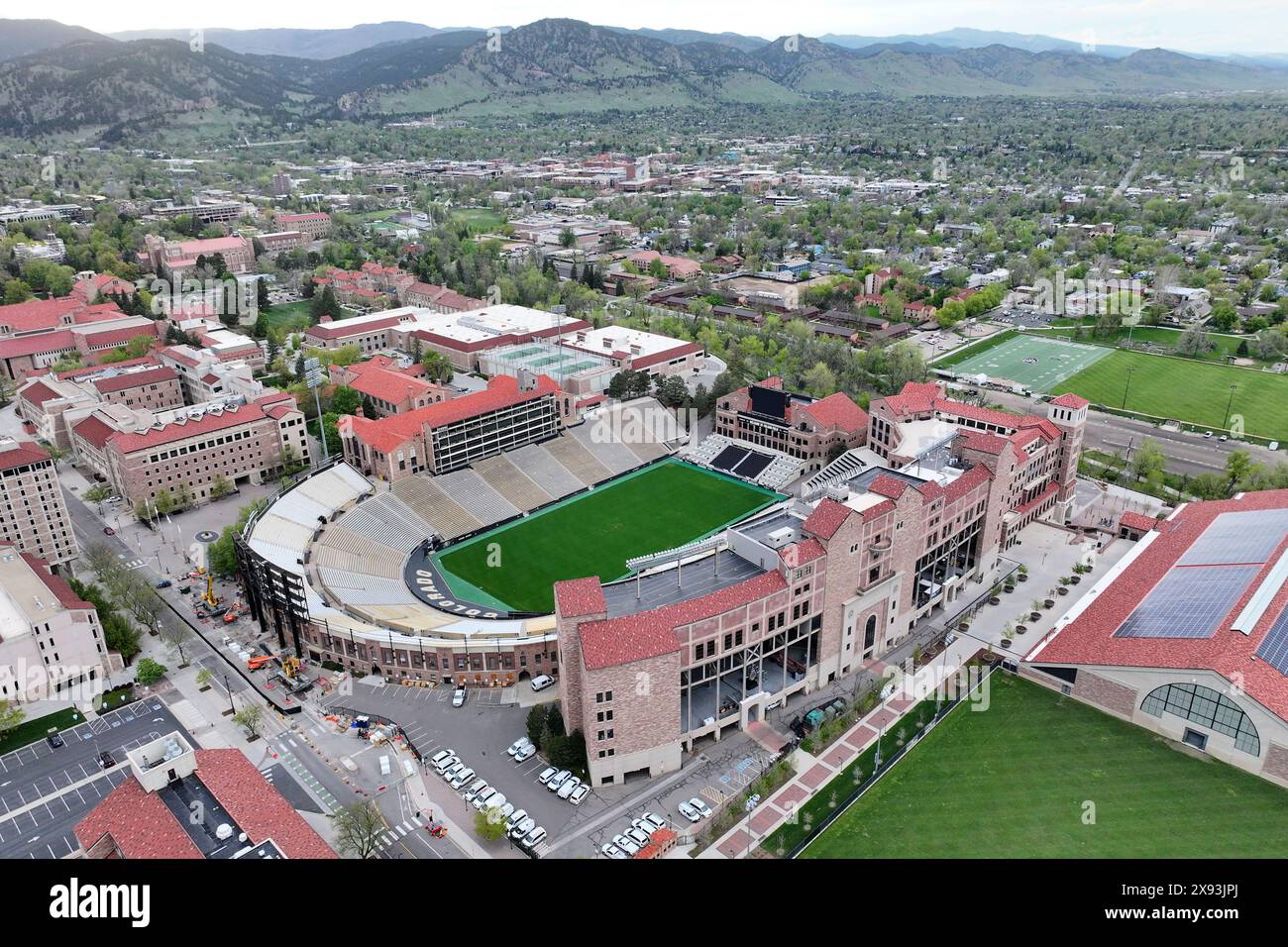 A general overall aerial view of Folsom Field on the campus of the ...