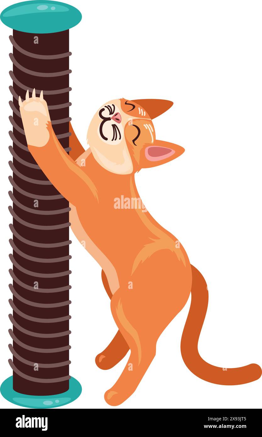 cat with scratching post rope Stock Vector Image & Art - Alamy