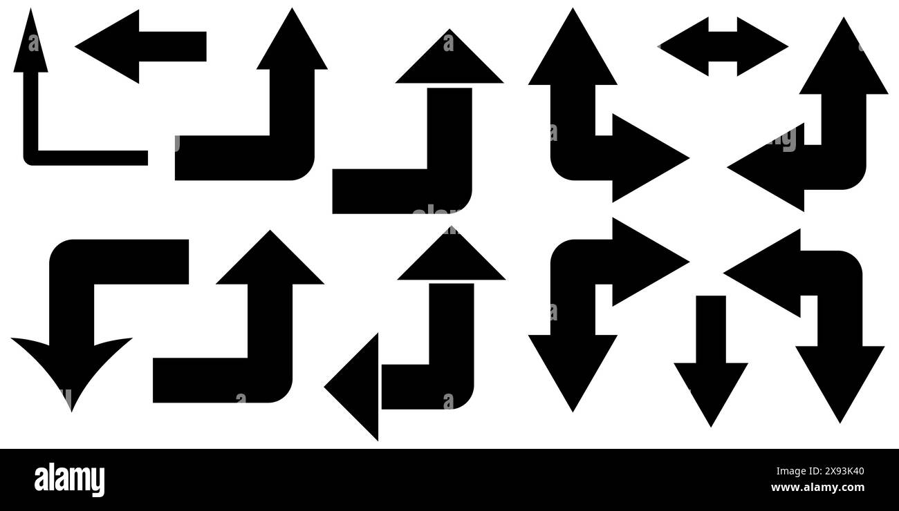 Corner up down arrow direction traffic signal. Curved arrow navigation ...