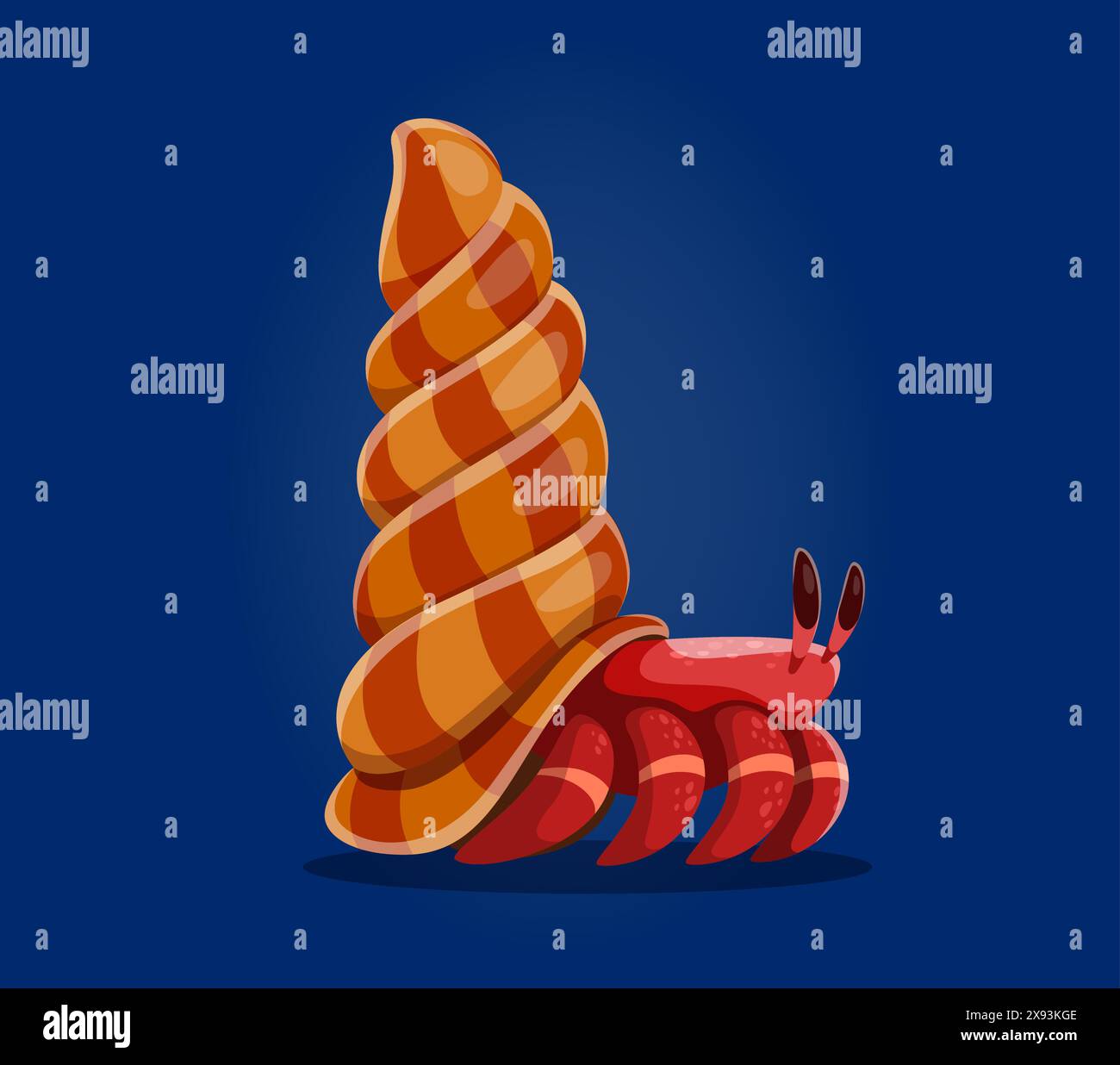 Sea animals in underwater font, letter L as cartoon crab in shell or ...