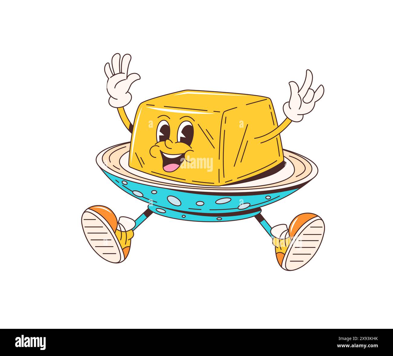 Cartoon retro groovy butter character. Isolated vector delightful ...