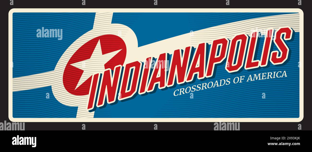 Indianapolis United States of America city. Vector travel plate ...