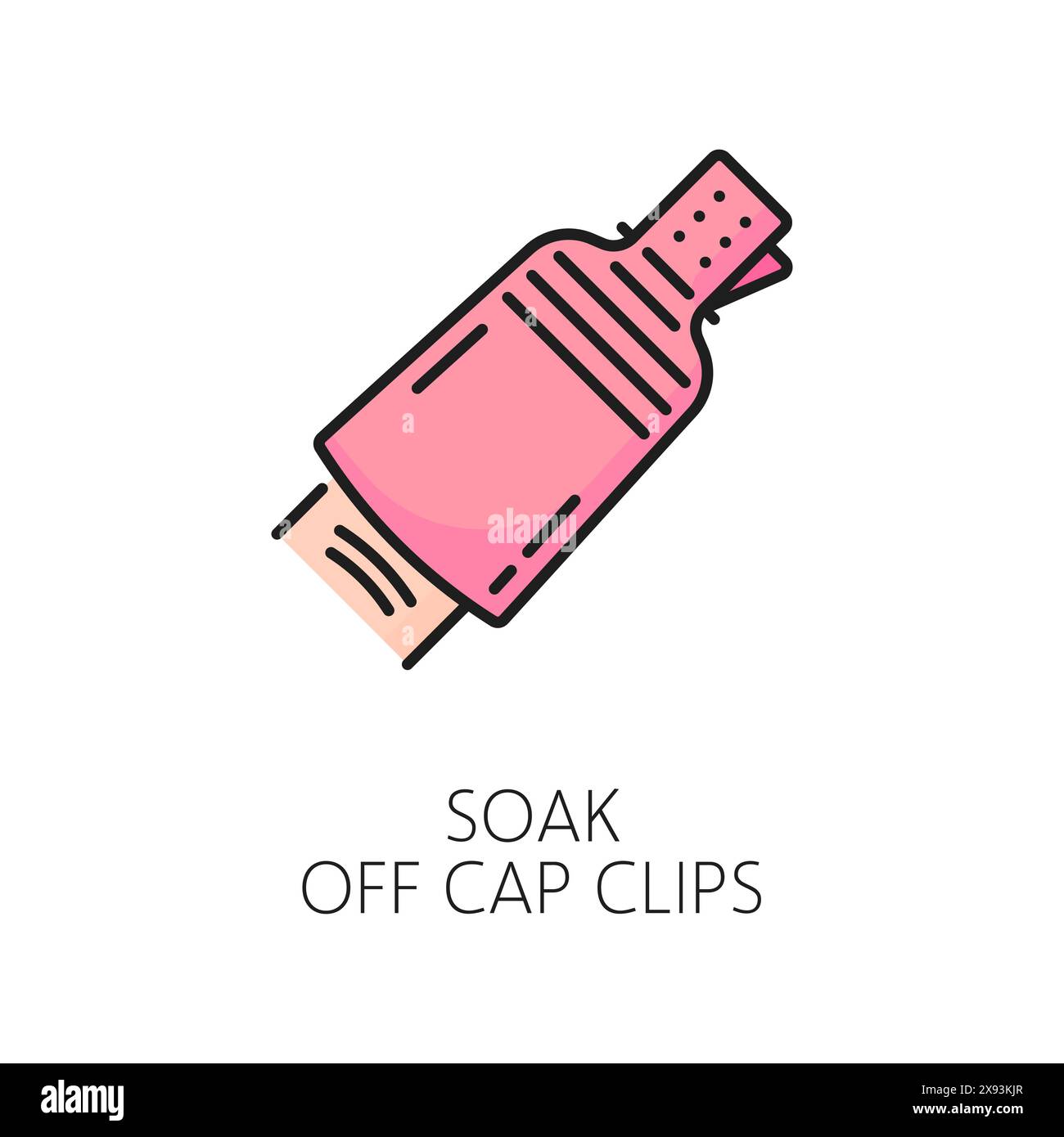 Nail manicure service color line icon with soak off cap clip. Cosmetics ...