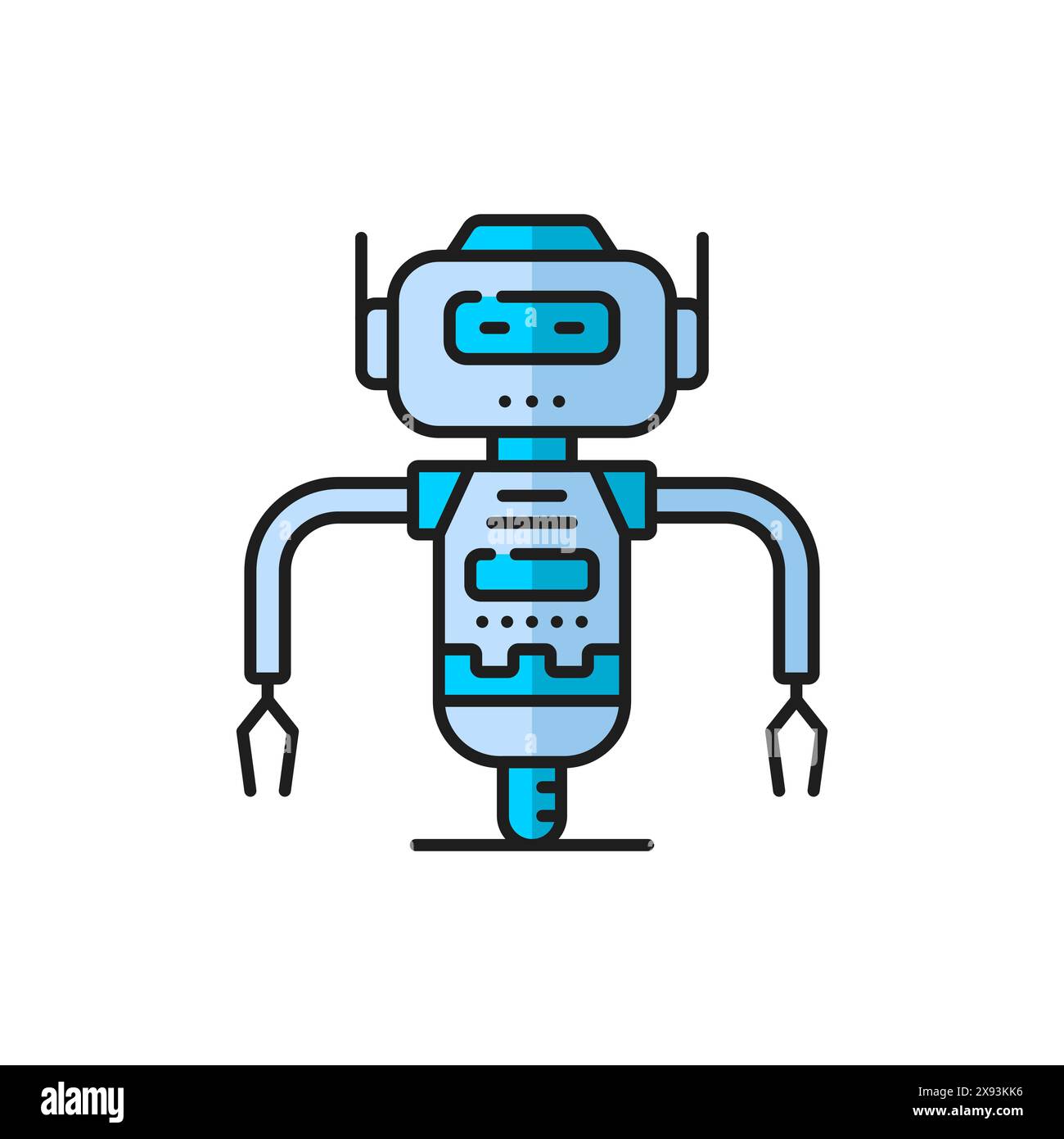 Game futuristic droid, retro virtual bot, alien humanoid robot outline ...