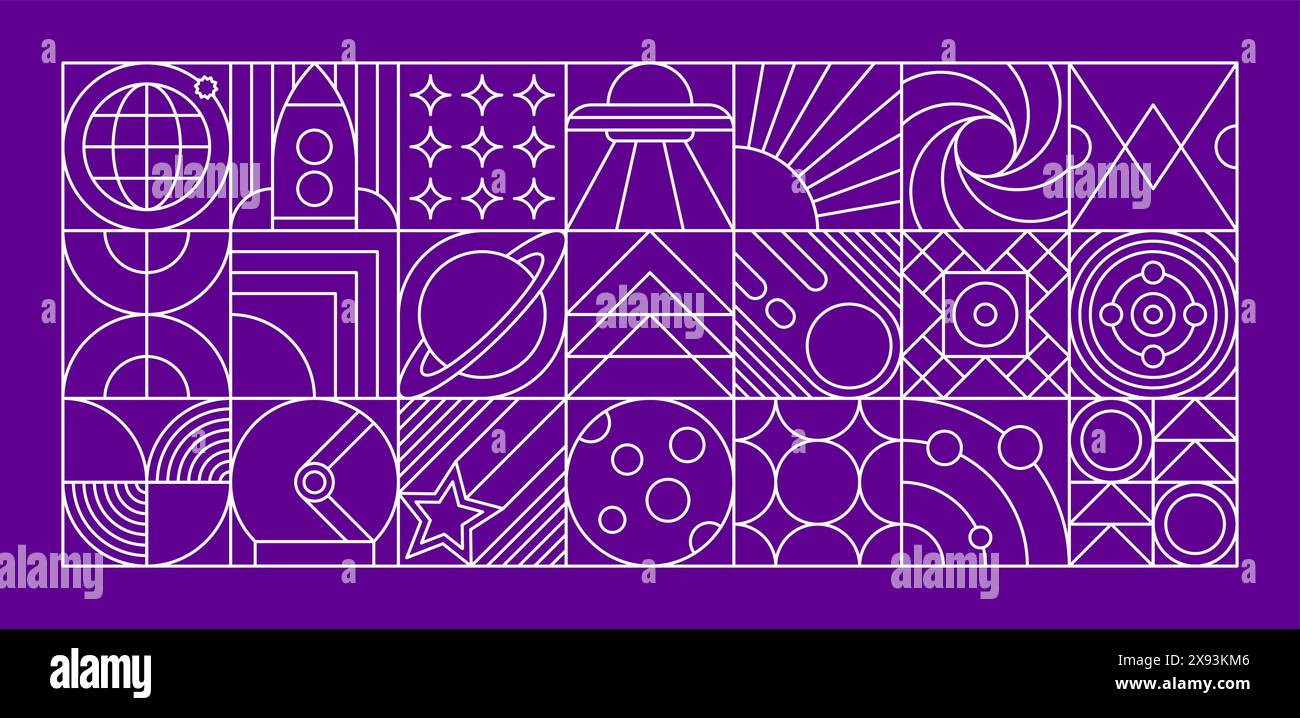 Galaxy space modern geometric pattern. Vector linear grid or mosaic ...