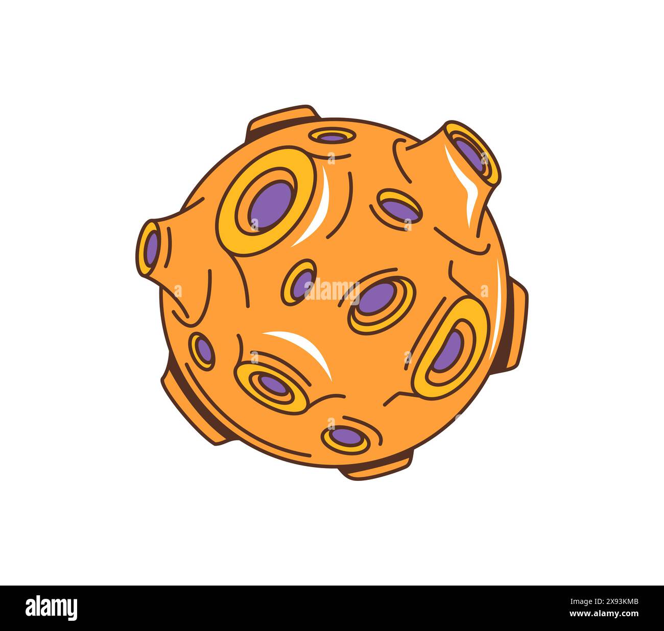 Retro groovy space celestial object. Isolated vector moon or asteroid ...
