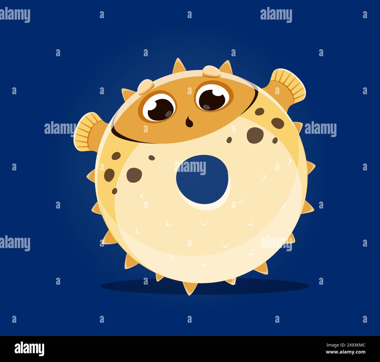 Sea animals in underwater font, letter O as puffer fish cartoon ...