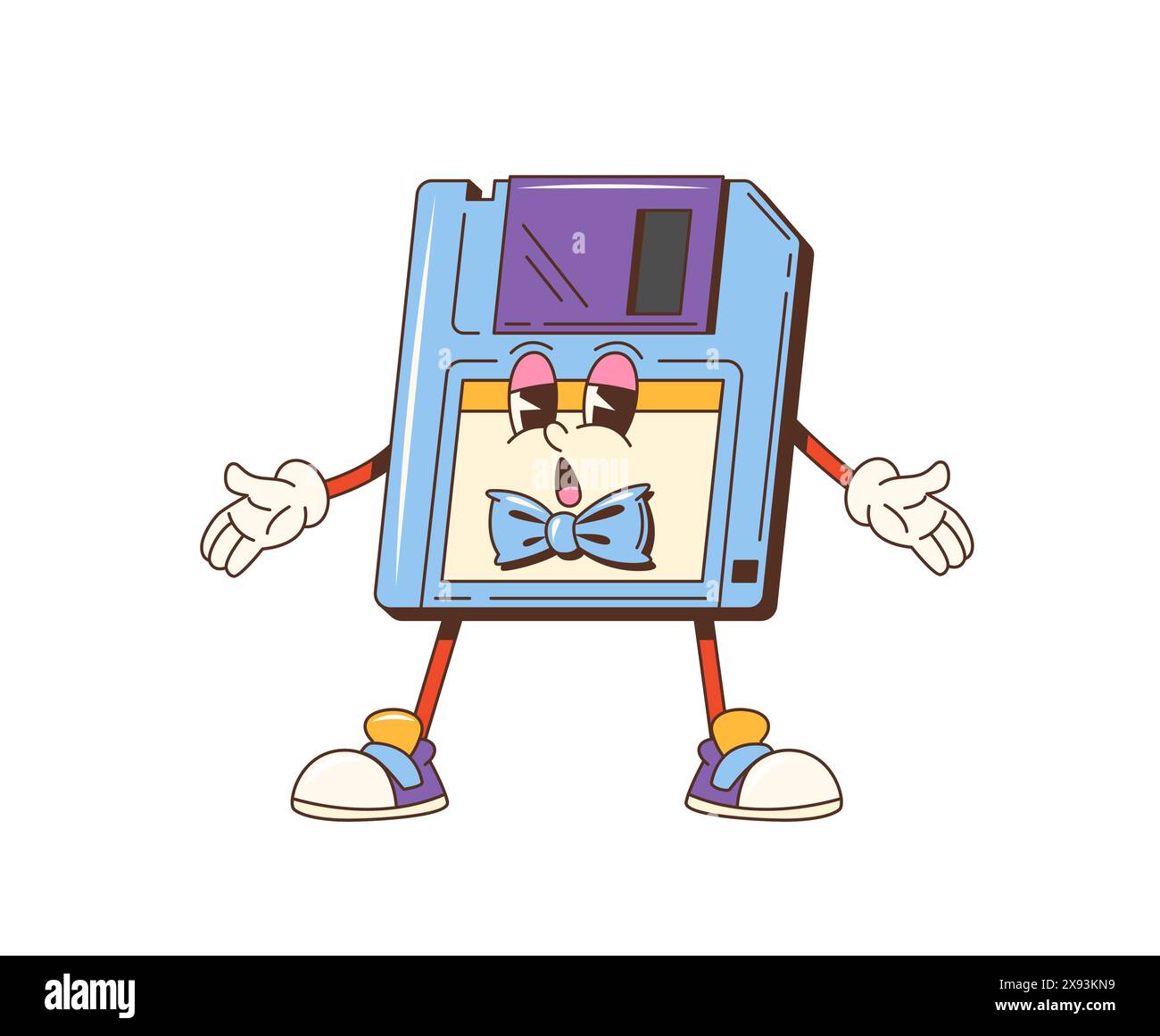 Cartoon groovy diskette character. Isolated vector retro floppy disk ...
