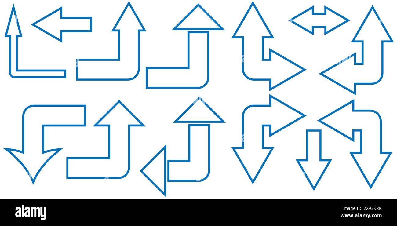 Corner up down arrow direction traffic signal. Curved arrow navigation ...