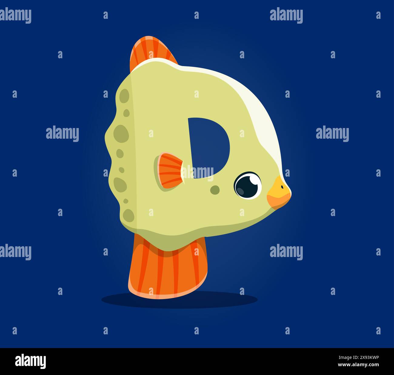 Sea animals in underwater font, letter P as fish or undersea cartoon ...