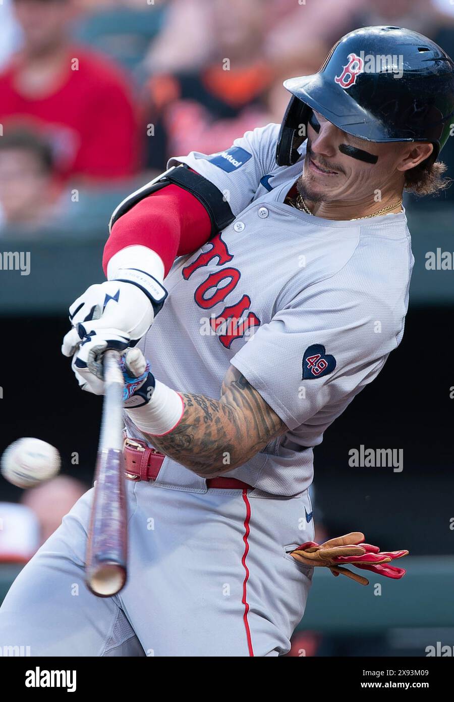 Baltimore, USA. 28th May, 2024. BALTIMORE, MD - MAY 28: Boston Red Sox outfielder Jarren Duran ...