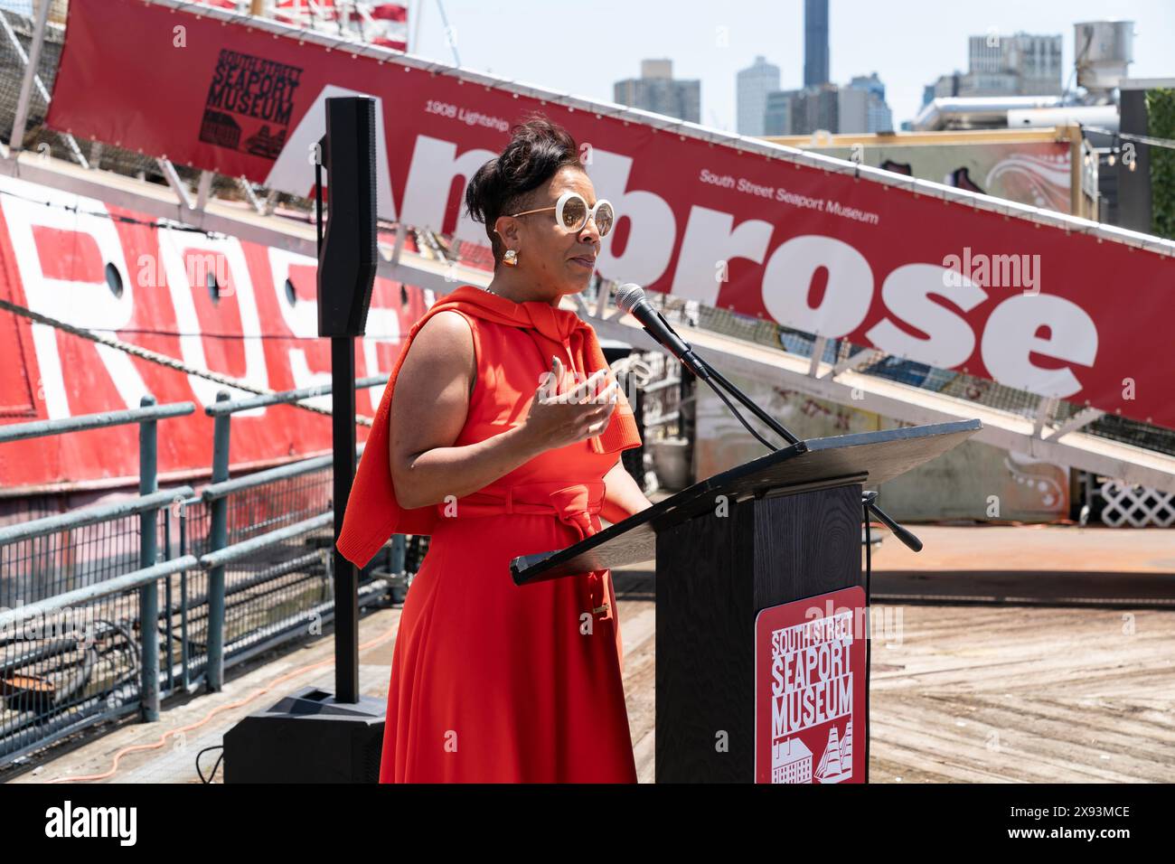 City Commissioner of Cultural Affairs Laurie Cumbo speaks during South ...
