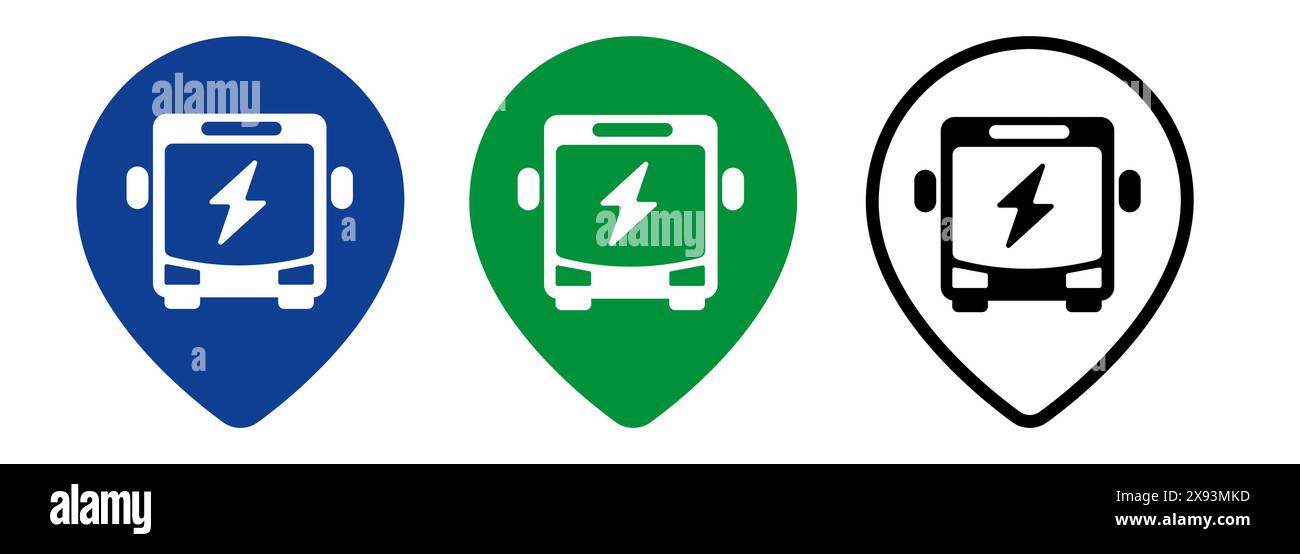 electric bus location map pointer blue green black graphic icon symbol ...
