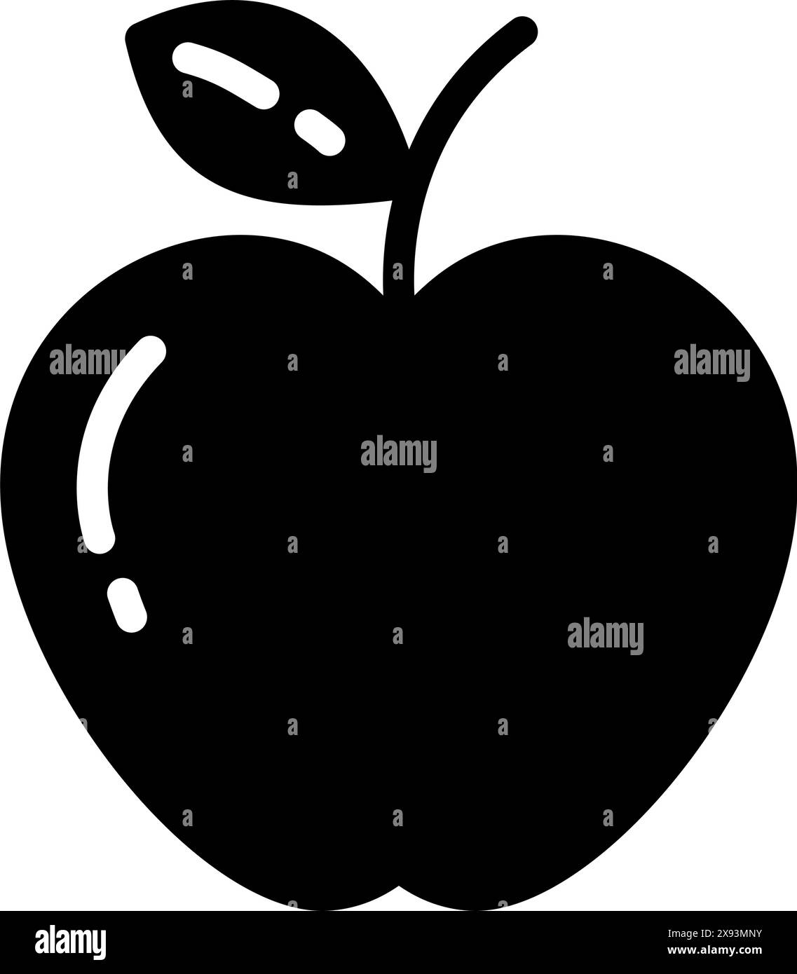 Apple Stylized Silhouette Autumn fruit with leaf Icon Sticker Cards or ...